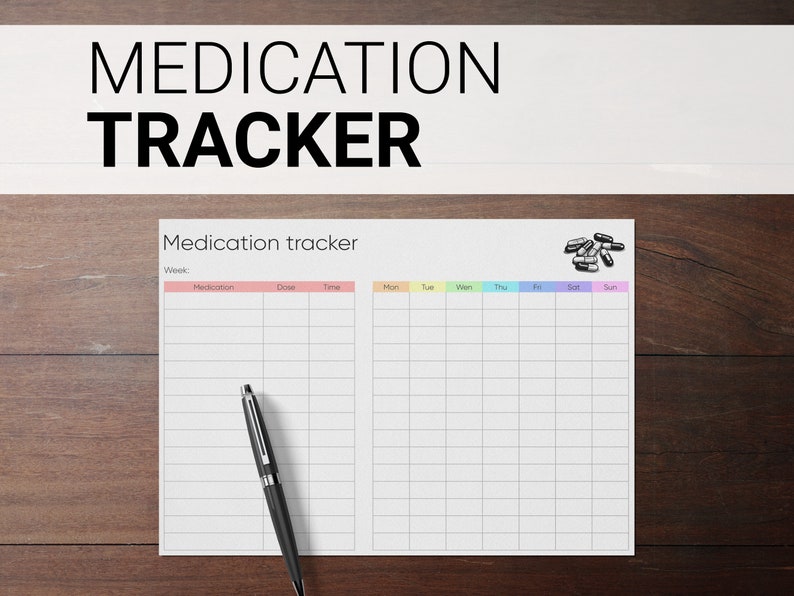Medication Tracker | Weekly Medication Log | Minimalist Daily ...