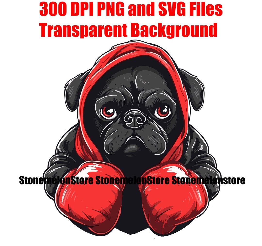 Pug With Boxing Gloves SVG PNG Clipart for Sublimation T-shirt Mug ...