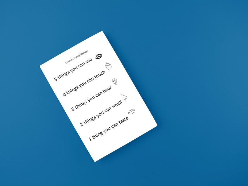 5 Senses Coping Strategy, Grounding Technique, 5-4-3-2-1, Mindfulness ...