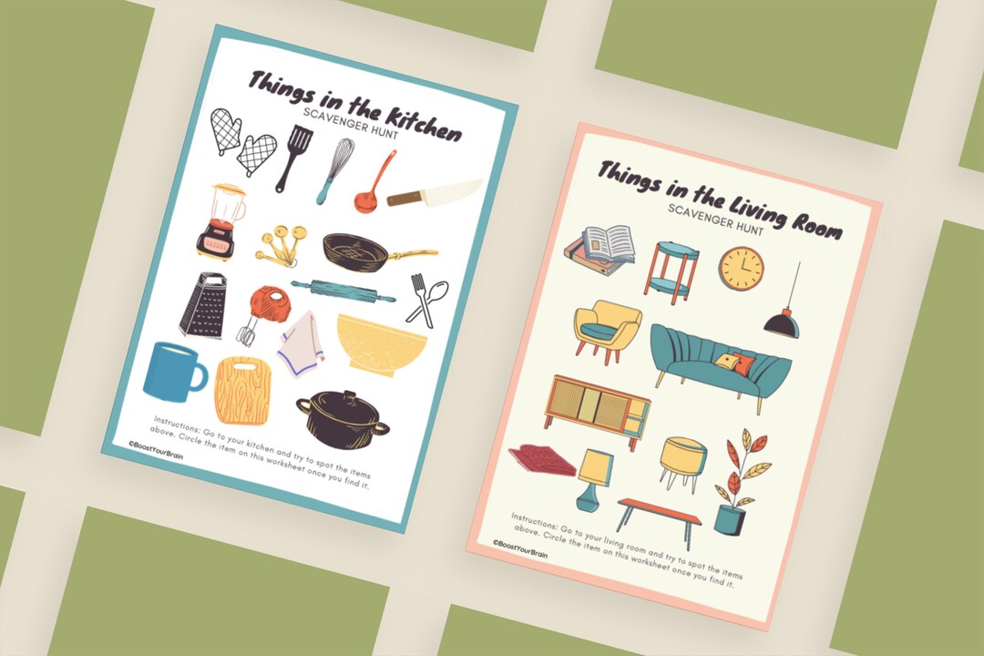 At Home Scavenger Hunt for Kids in Bathroom, Bedroom, Kitchen and ...