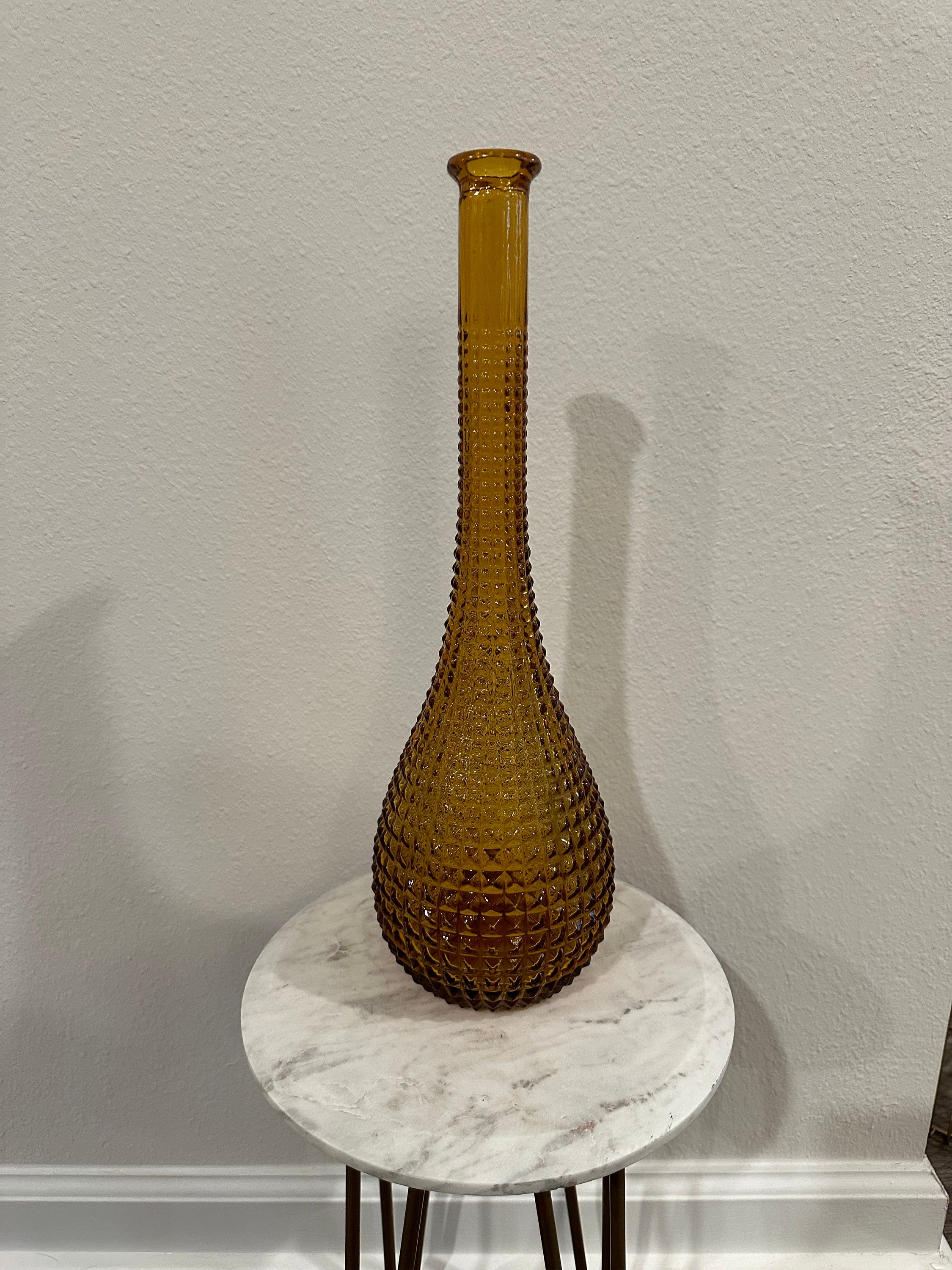 Vintage Italian Bubble Amber Glass Bottle - Etsy