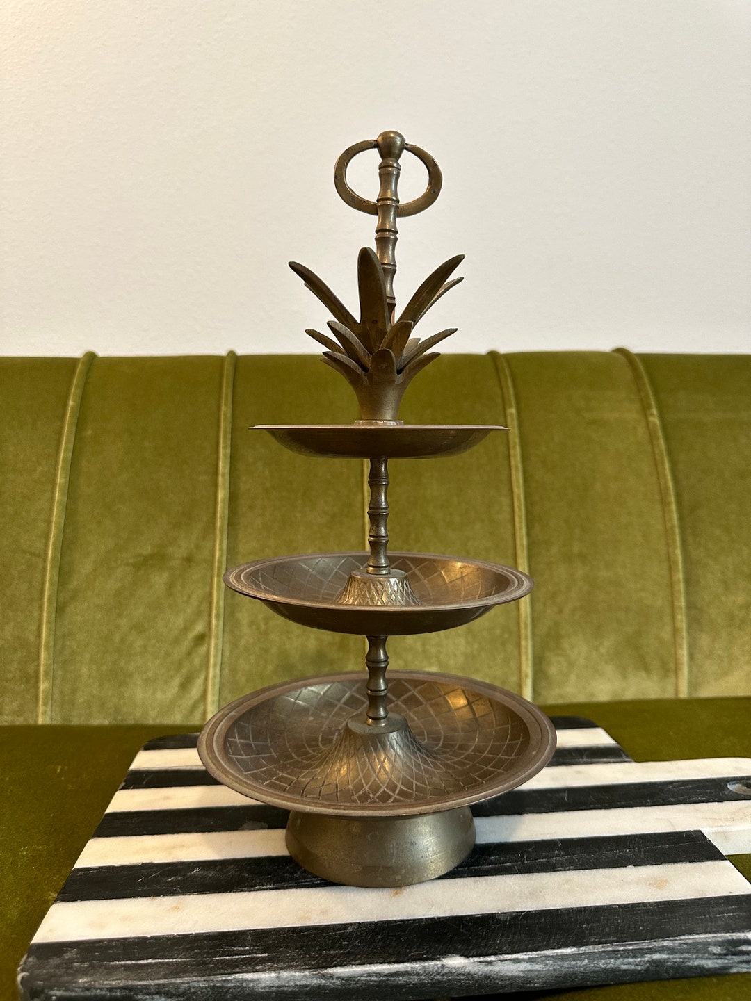Three Tiered Brass Pineapple Stand - Vintage - Etsy