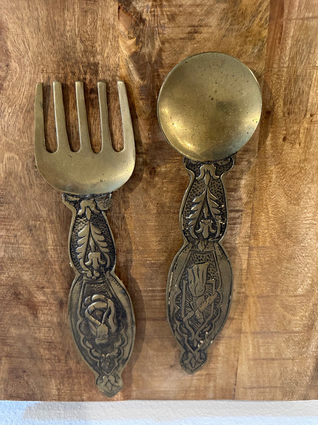 Vintage Solid Brass Spoon and Fork Wall Hangers - Etsy
