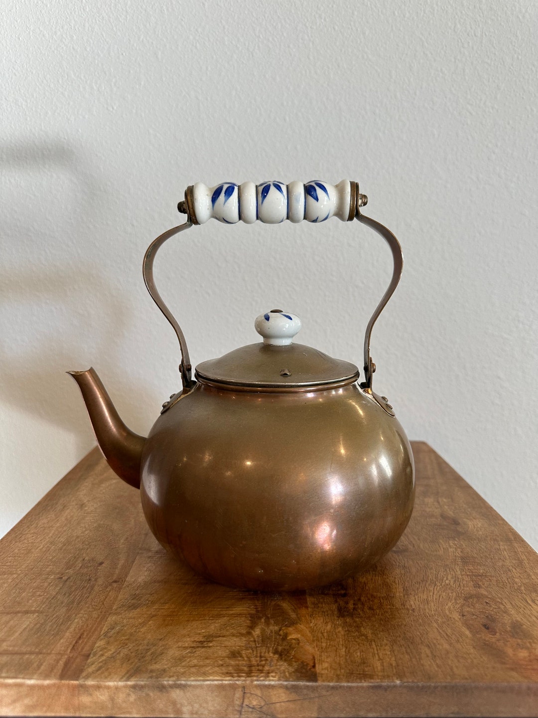 Vintage Copper Teapot With Ceramic Handle - Etsy