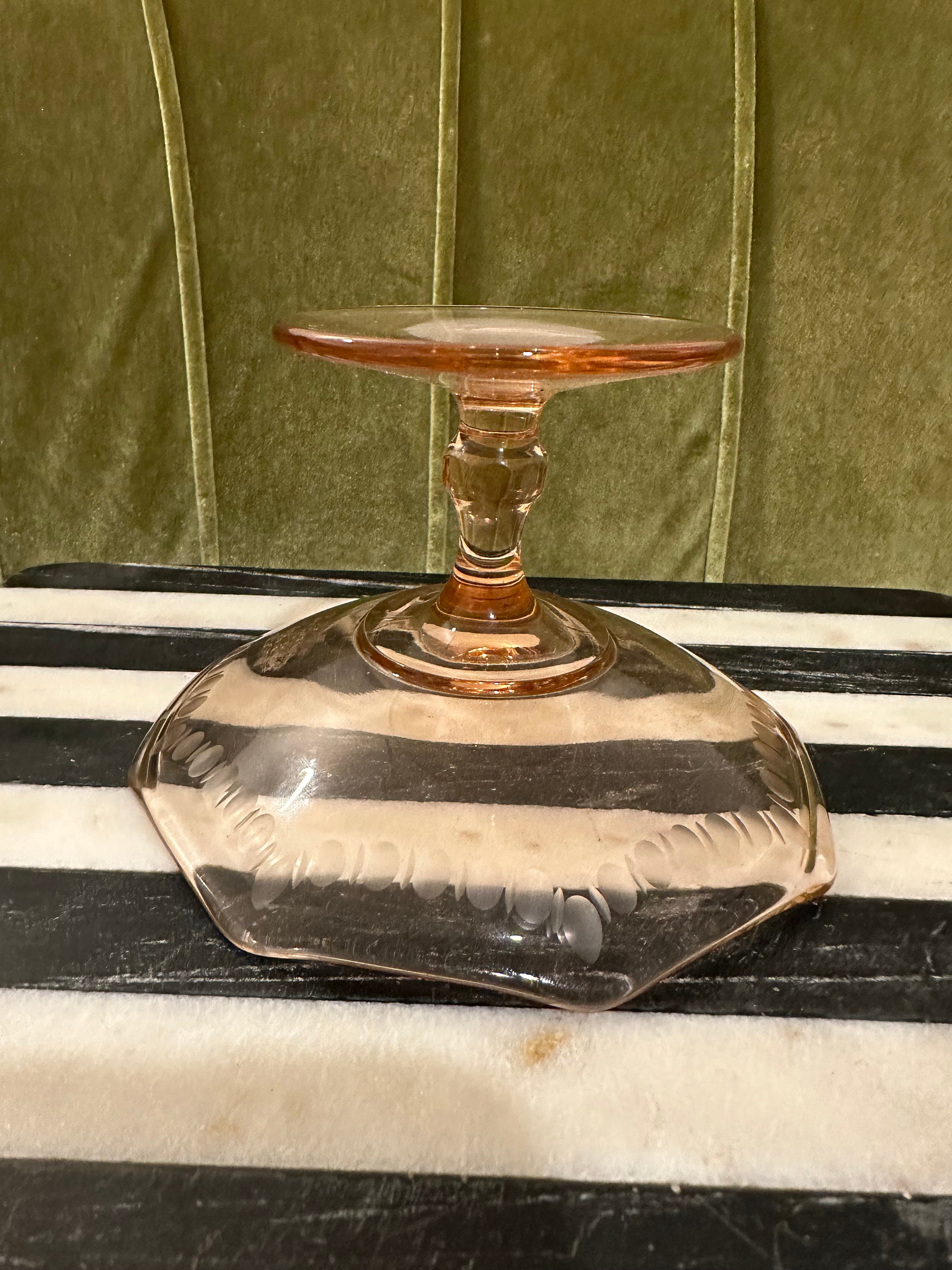 Pink Depression Glass Tray on Stand - Etsy