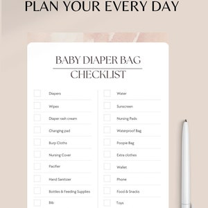 Baby Diaper Bag Checklist Diaper Bag Planner Baby Bag List Baby Diaper ...