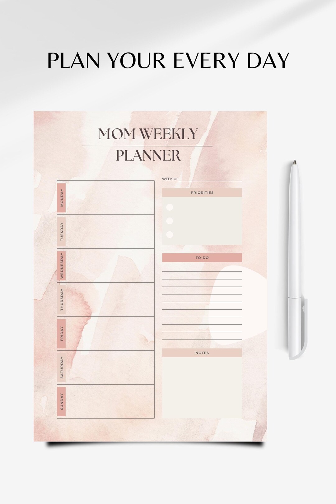 Mom Weekly Planner, Mom Weekly Checklist, Baby Planner, Digital Mom ...