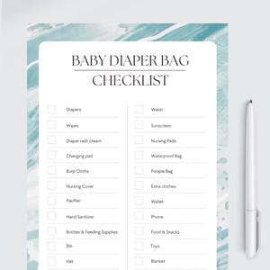 Baby Diaper Bag Checklist Diaper Bag Planner Baby Bag List Baby Diaper ...