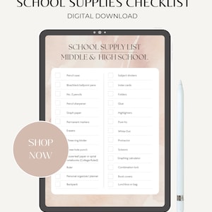 School Supply Checklist Middle School Supplies List High School ...