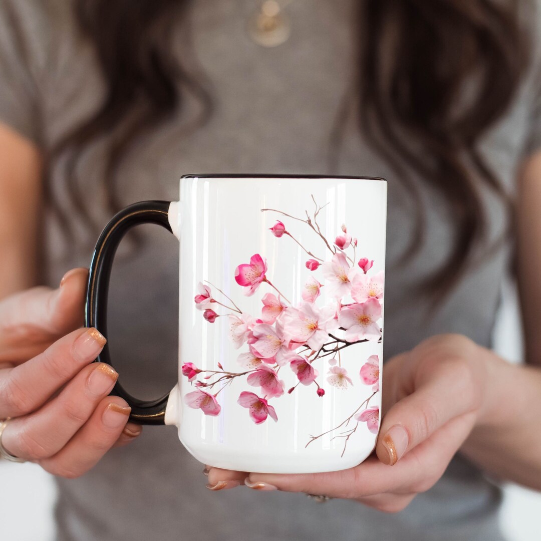 Cherry Blossom Coffee Mug, Watercolor Tree Mug, Japanese Cherry Blossom ...