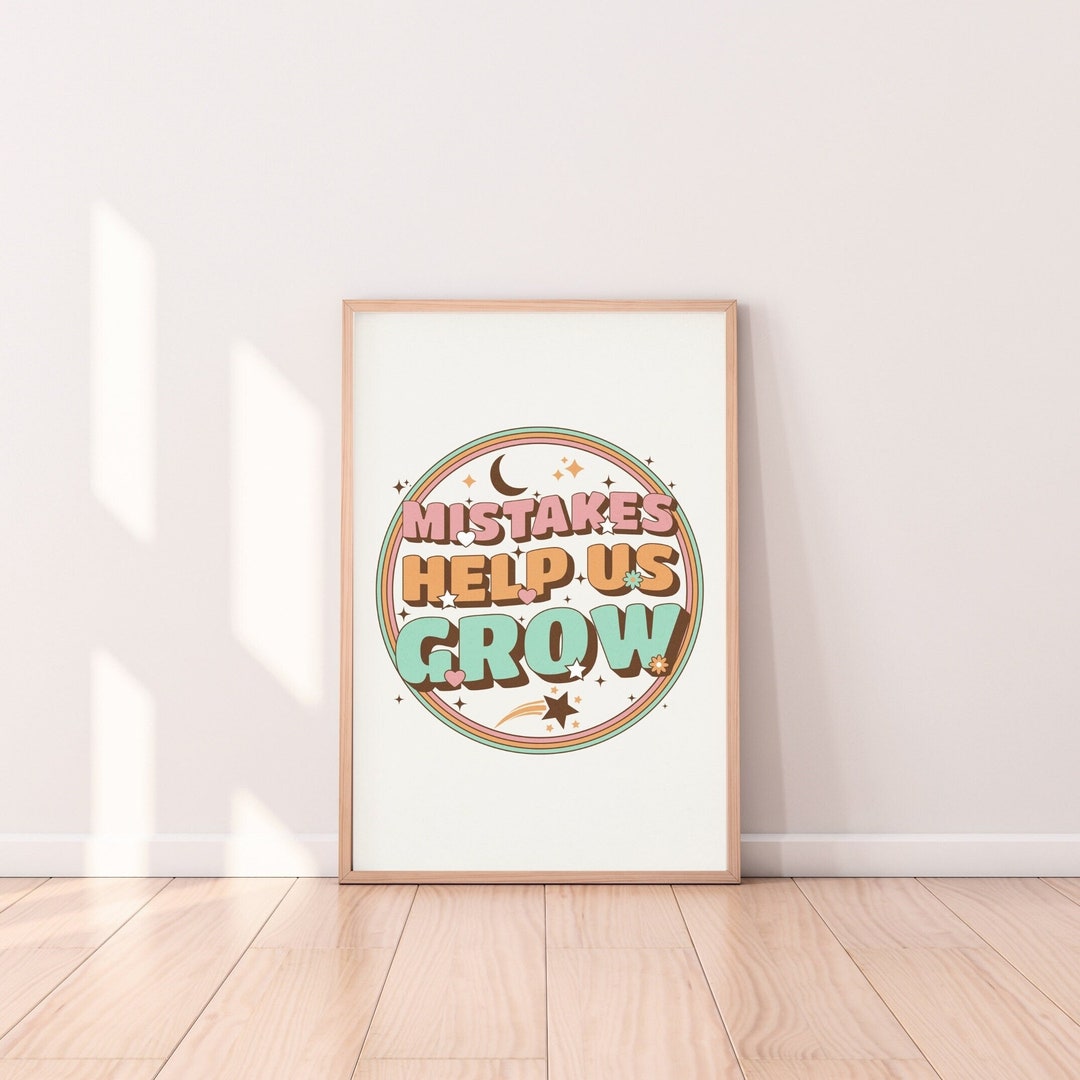 Mistakes Help Us Grow Poster Printable Motivation for Kids Wall Art ...
