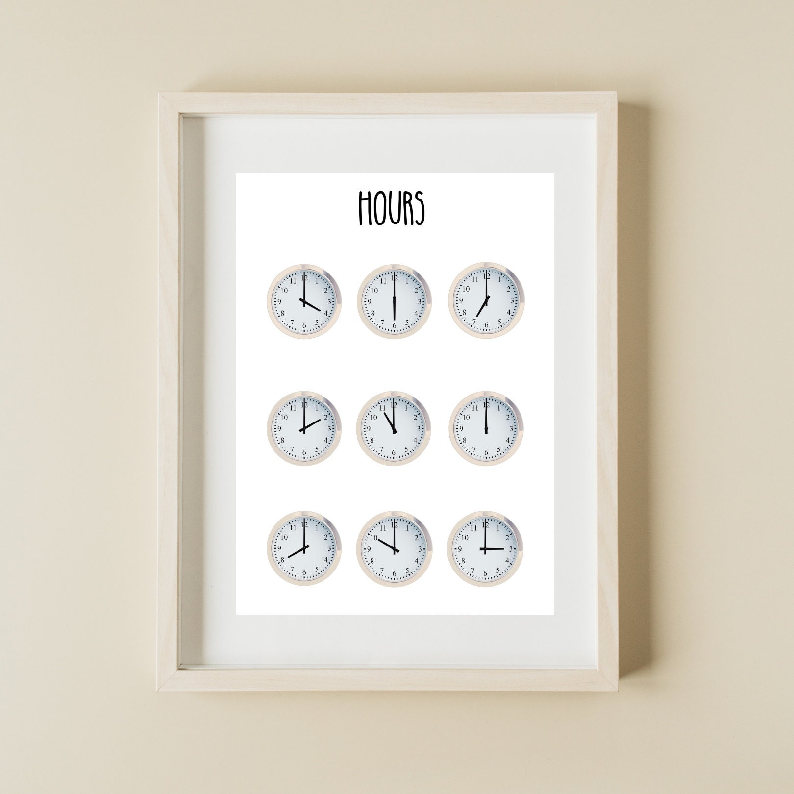 Hours Clock Printable Educational Posters Kindergarten - Etsy