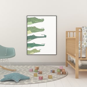 Type of Crocodiles Alligators Poster Kids Printable Jungle Poster Type ...