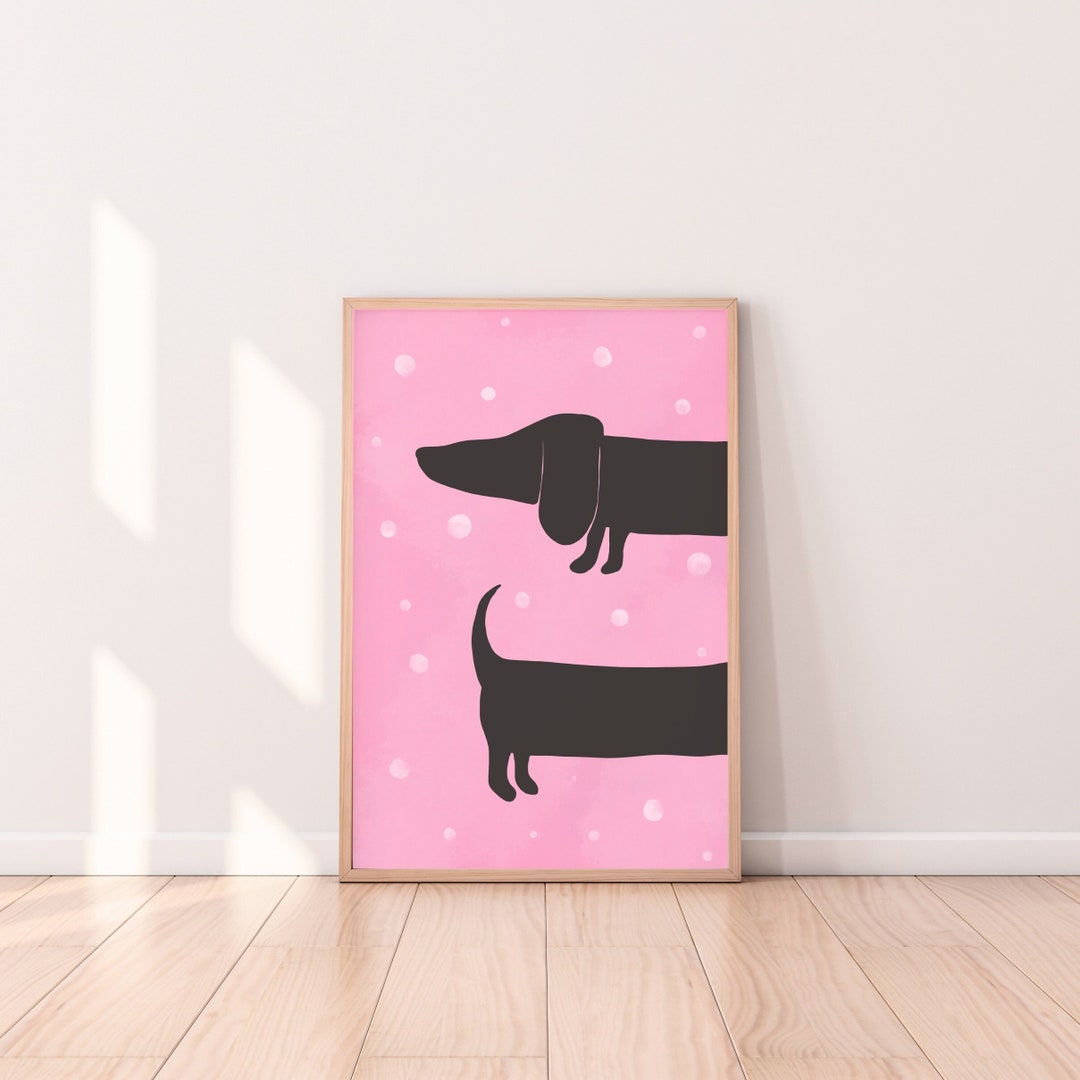 Pink Dachshund Dog Poster Hot Dog Sausage Dog for Kids Room - Etsy