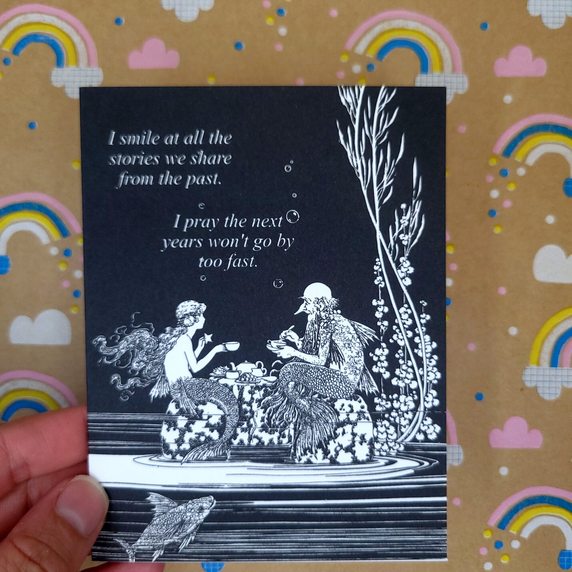 Friendship Card for Mermaid Friend Poem Miss You Gift for Best Friends ...