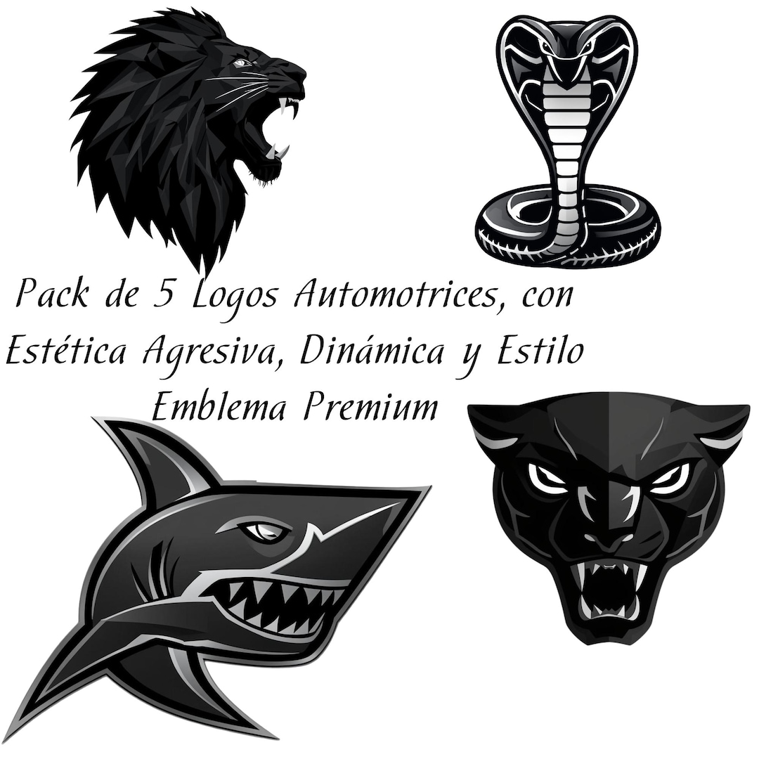 Pack of 5 Racing Animal Logos PNG PDF, JPG 4K | Lion Cobra Shark ...