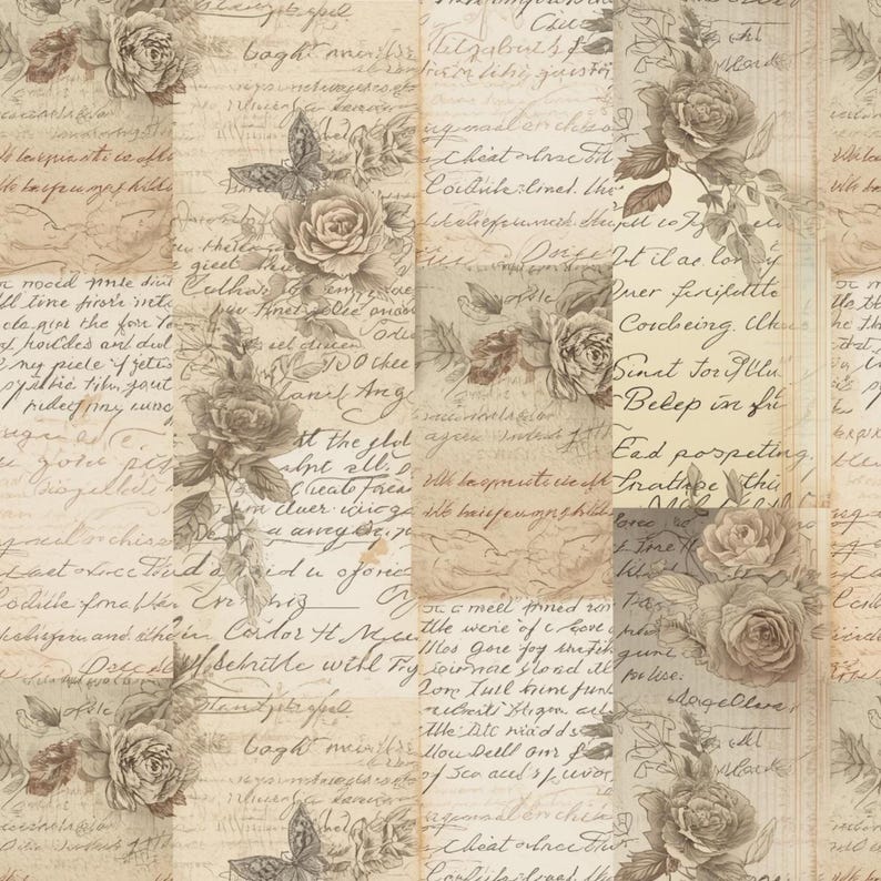 Elegant Vintage Digital Paper Pack, Damask Lace Patterns, Neutral ...