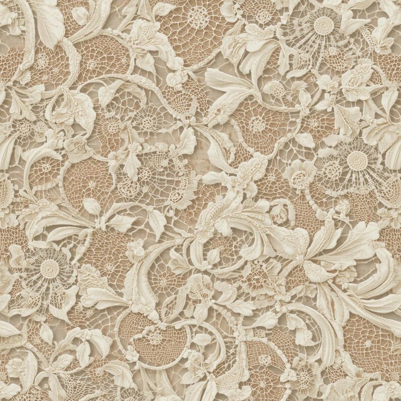 Elegant Vintage Digital Paper Pack, Damask Lace Patterns, Neutral ...