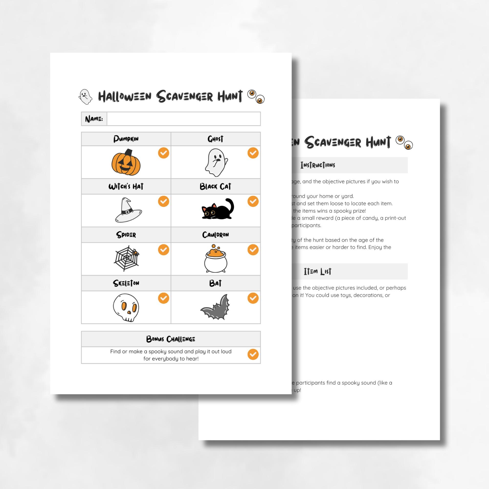Halloween Scavenger Hunt | Printable Family & Party Halloween Game ...