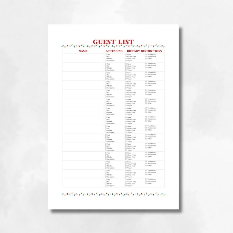The Ultimate Christmas Planner | Printable Fill-in Guest List, Gift ...