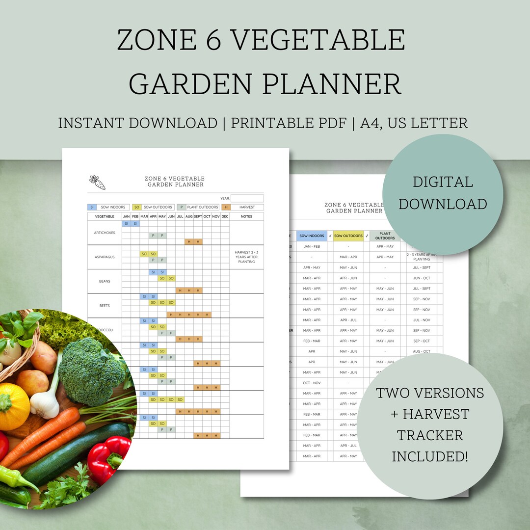 USA Zone 6 Vegetable Garden Planner | Printable American Produce ...