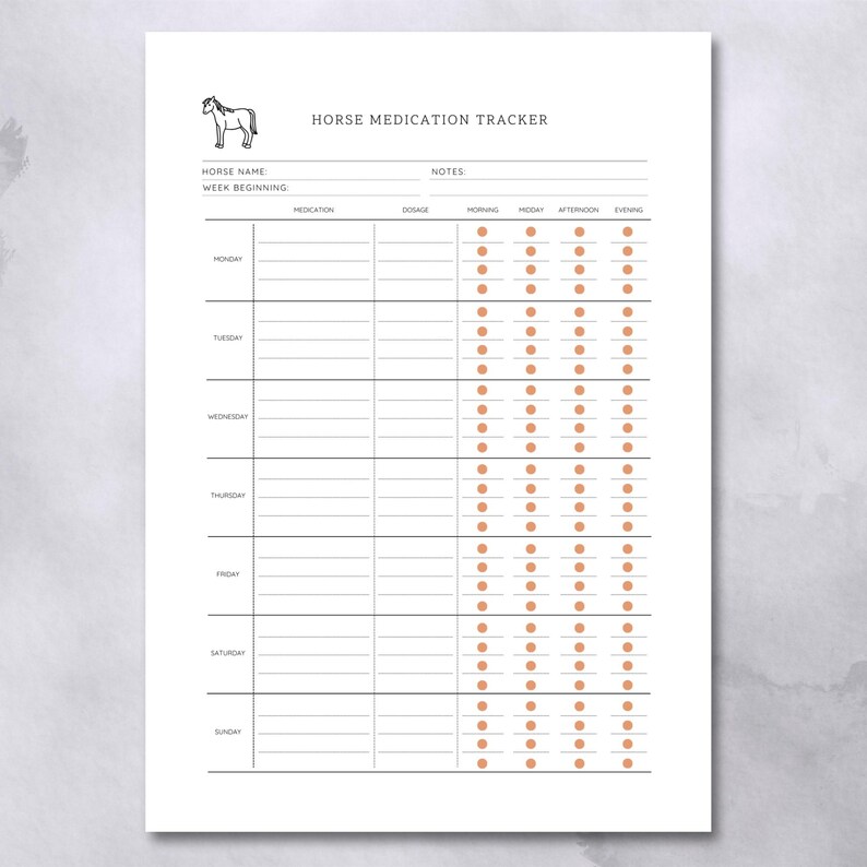 Horse Medication Tracker - Printable Equine Medicine Log (digital ...