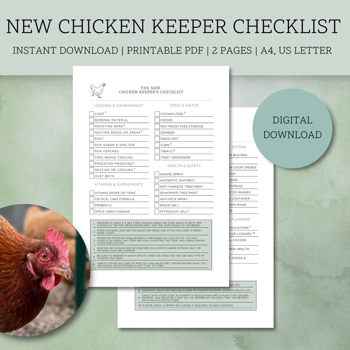 Chicken Keeper Checklist for Beginners - Printable Poultry Care ...