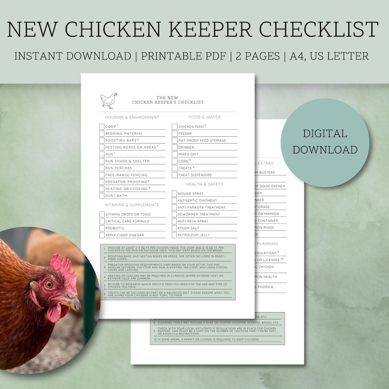 New Chicken Keeper Checklist | Printable Chicken Care Essentials ...