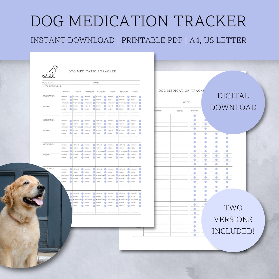 Dog Medication Tracker - Printable Canine Medicine Log (digital ...