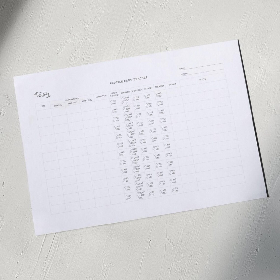Reptile Care & Feed Tracker - Printable Exotic Pet Log (digital ...