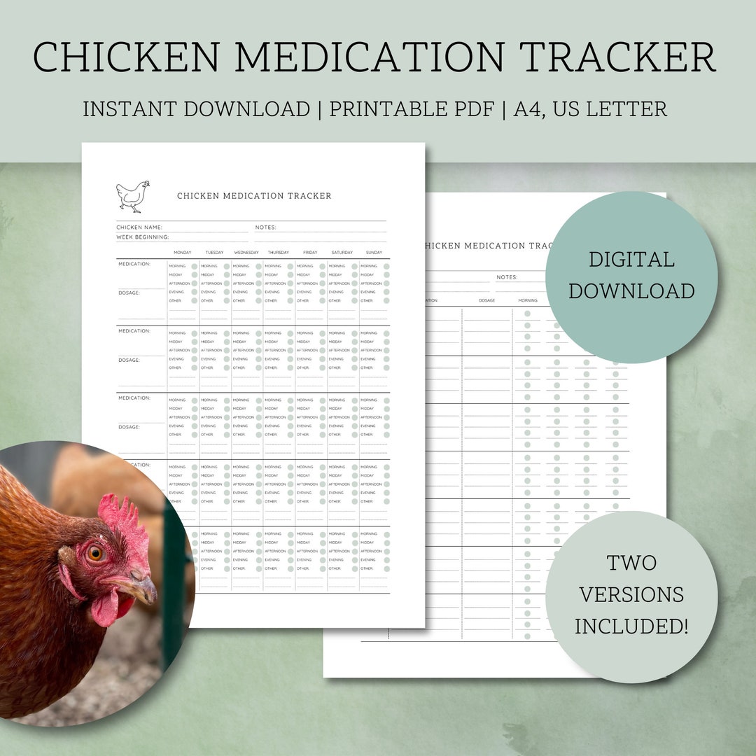Chicken Medication Tracker - Printable Poultry Medicine Log (digital ...