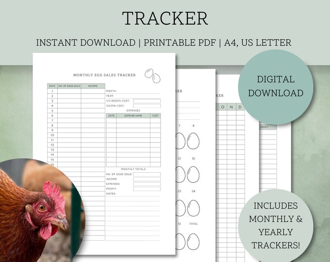 Egg Tracking Chart/ Egg Laying Printable Chart/ Egg Tracker/printable ...