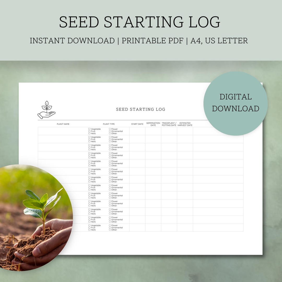 Seed Starting Log - Printable Sowing Planner for Gardeners (digital ...