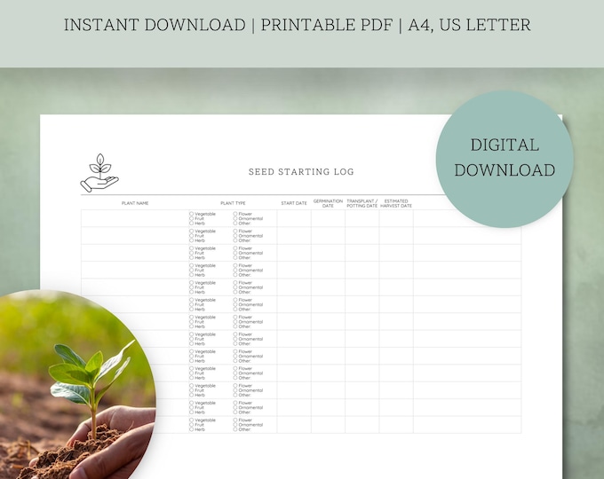 Seed Starting Tracker Printable PDF | Seed Starting Log | Seed ...