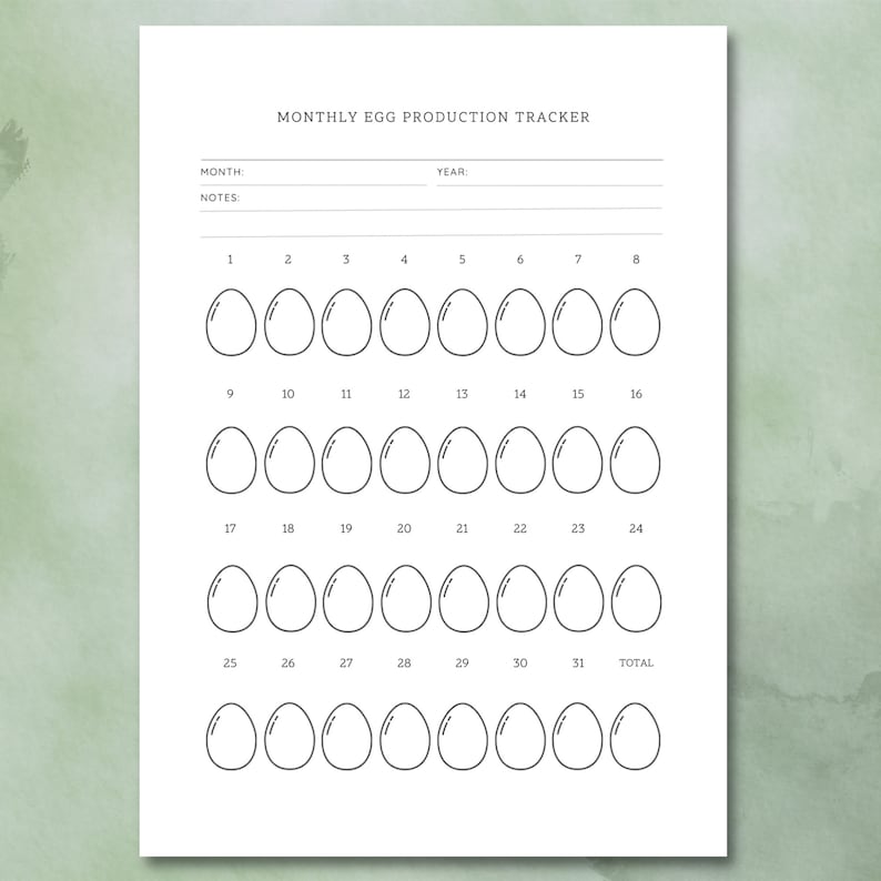 Egg Production & Sales Tracker - Printable Monthly, Yearly Business Log ...