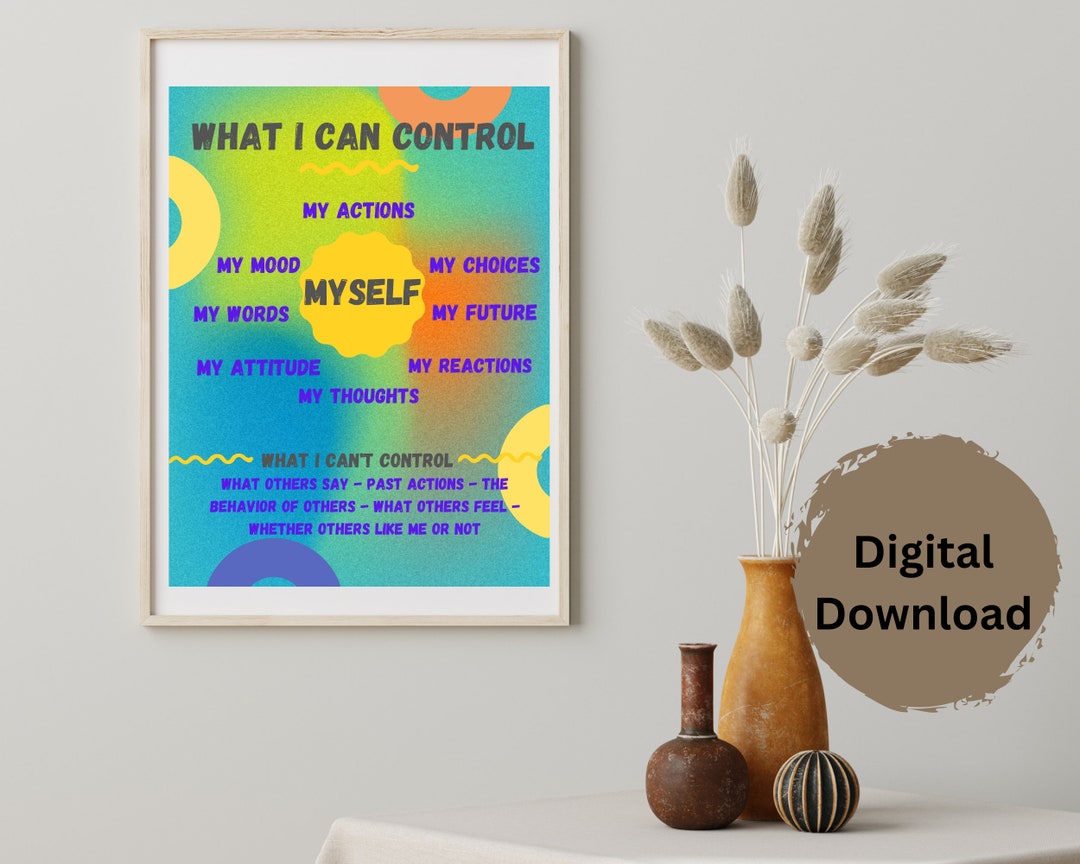 What I Can Control Printable Poster - Positive Mindset - Colorful Blue ...