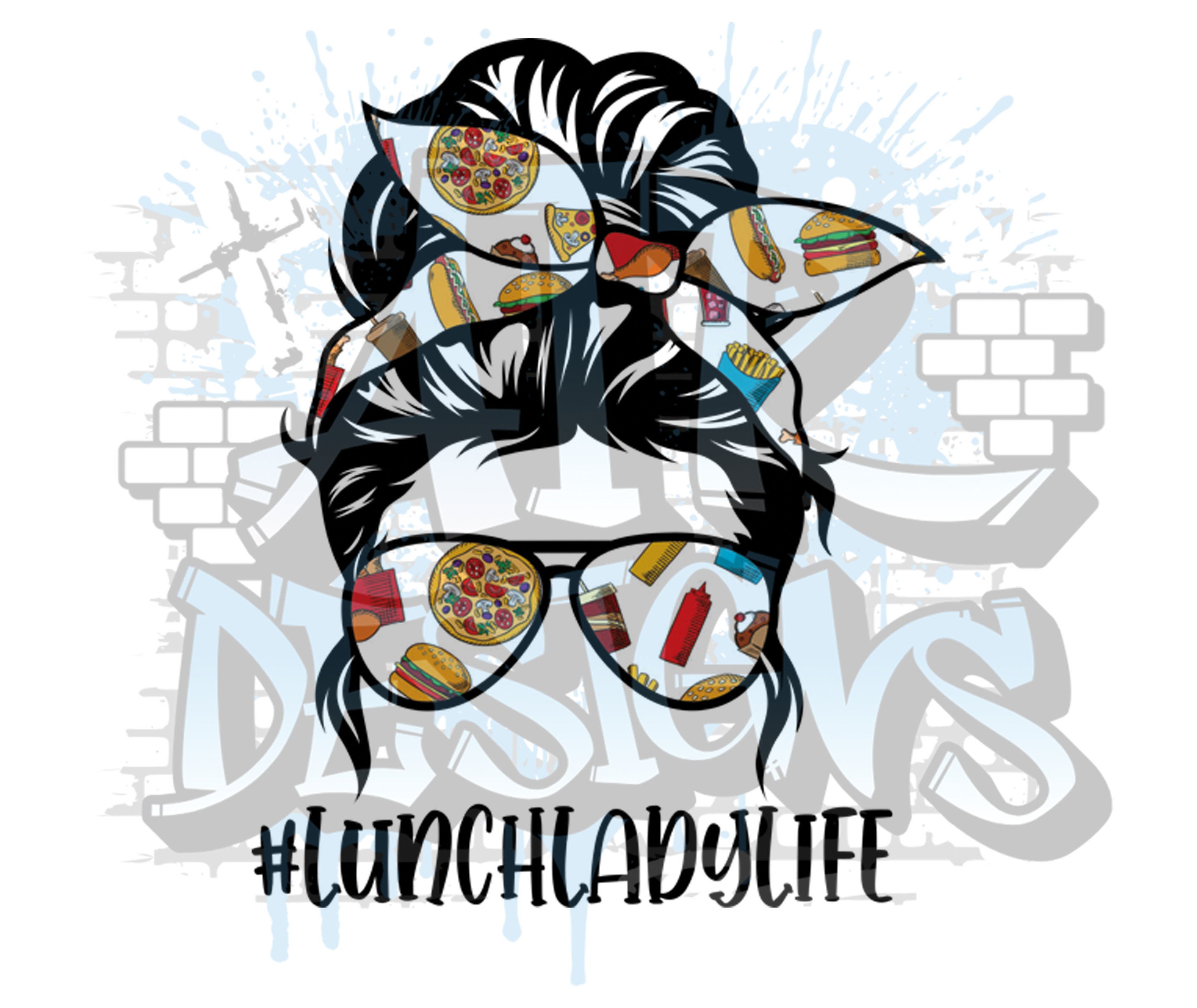 Lunch Lady Life Messy Bun SVG PNG Sublimation DTF Digital File - Etsy