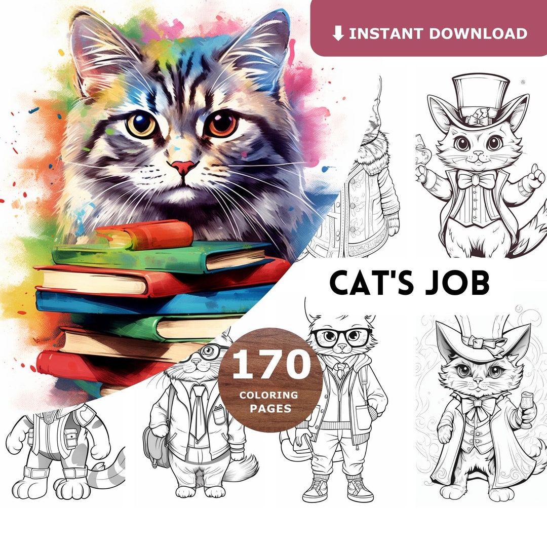 170 Job Cats Coloring Pages Cat Professionals Coloring - Etsy