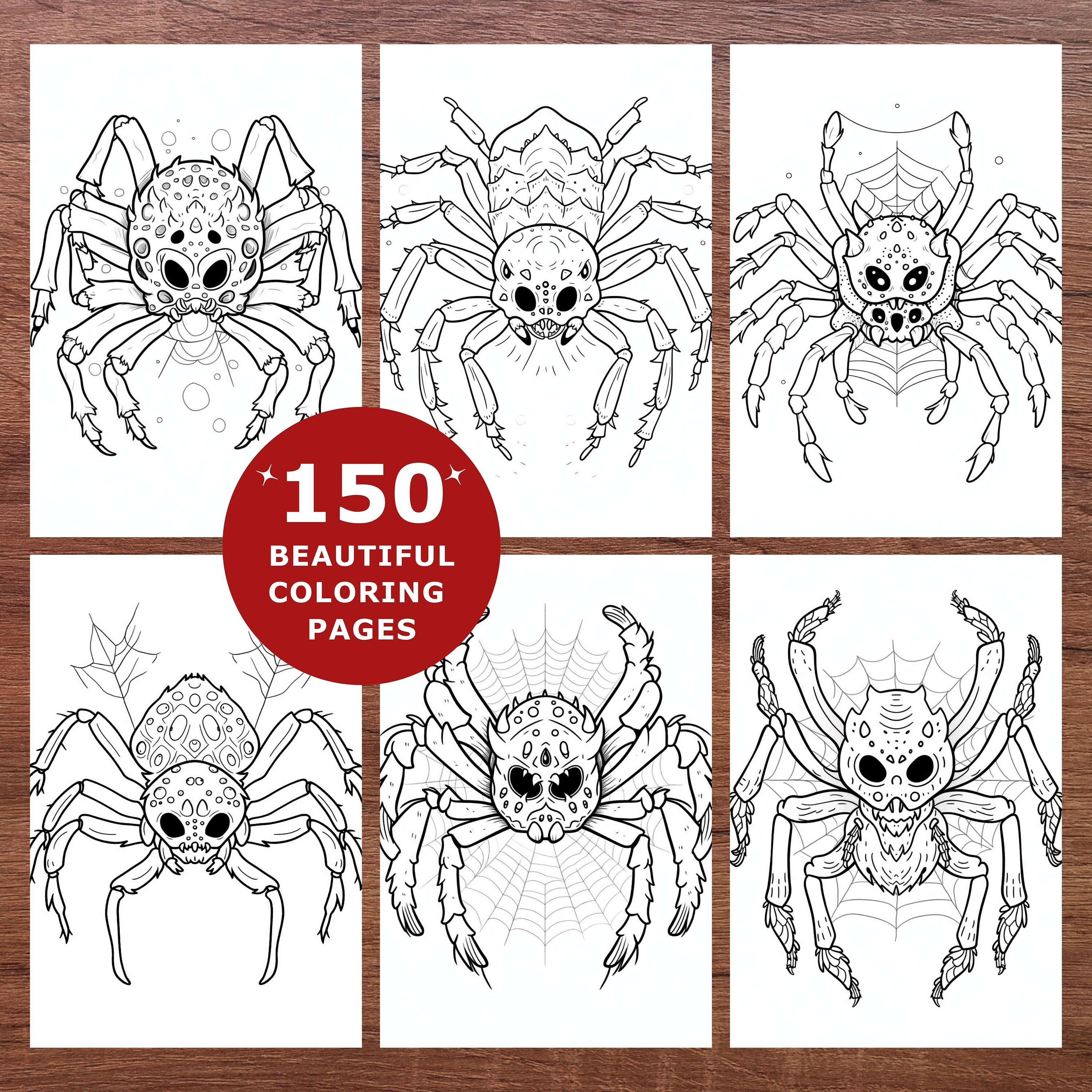 150 Spooky Spider Coloring Pages Creepy Spider Coloring - Etsy