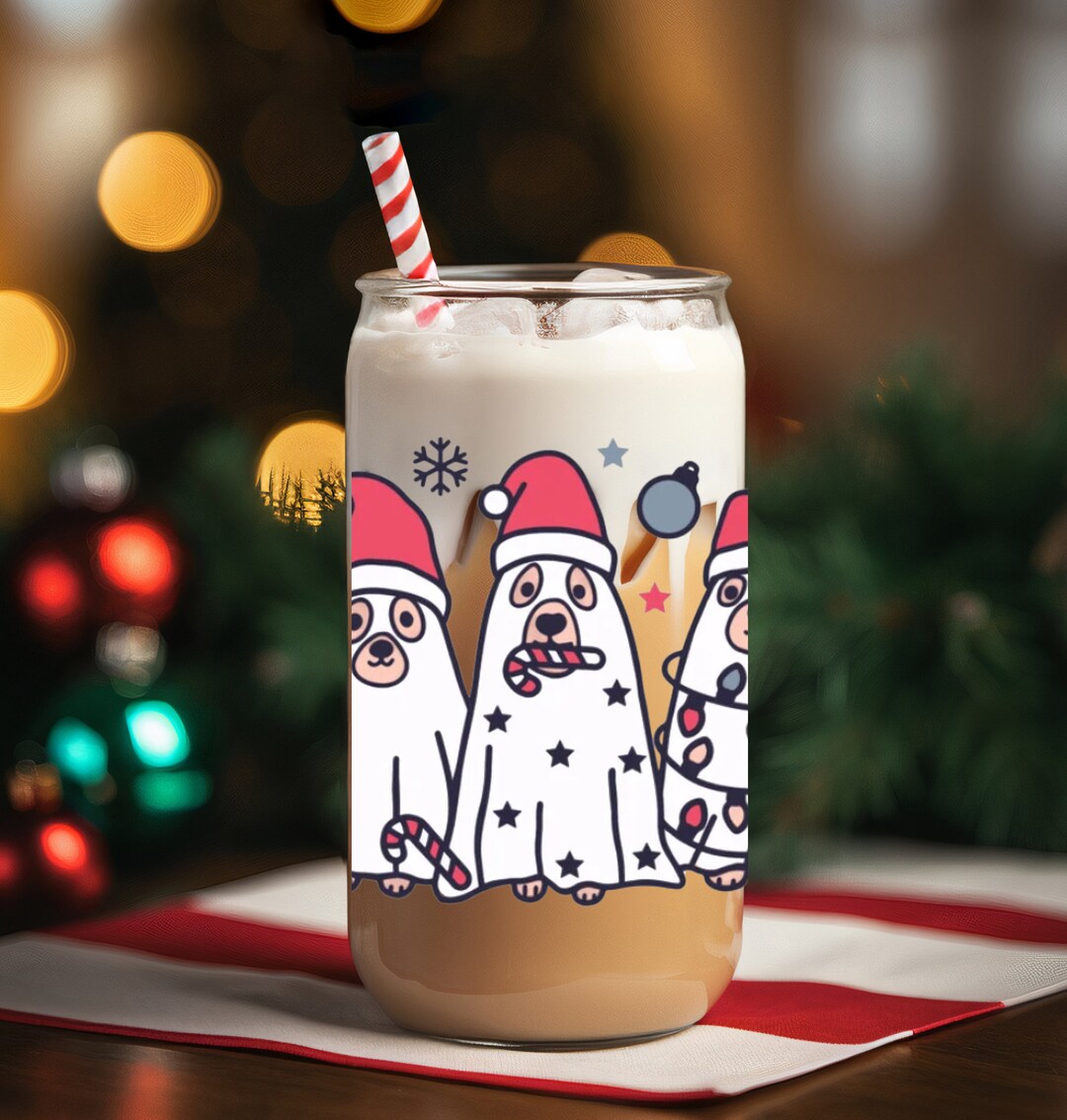 Christmas Puppies Glass| Holidays Beer Can Glass| Christmas Cups ...
