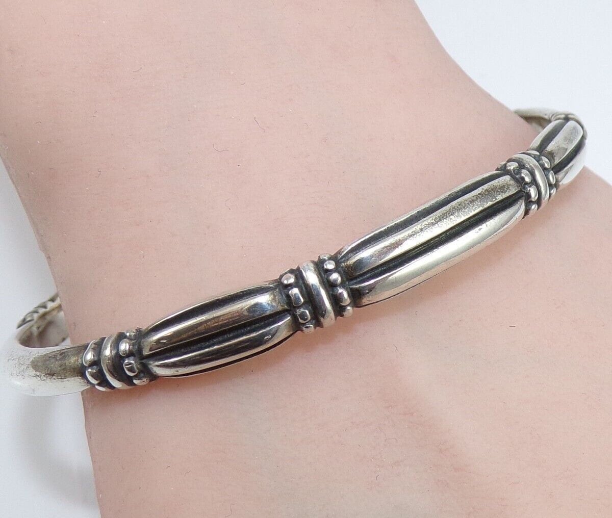James Avery Sterling Silver Oval Thatch Station Bangle Etsy