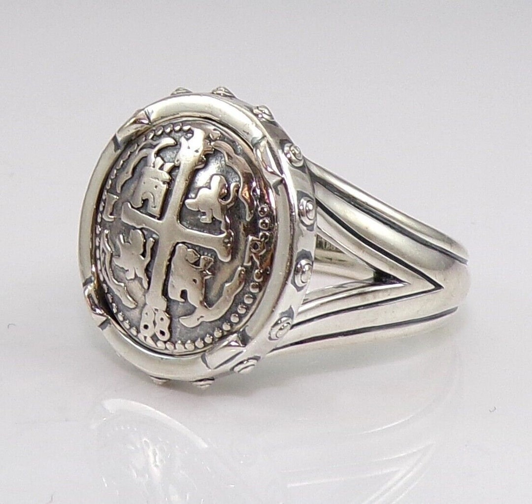 Barry Kieselstein Cord Sterling Silver Shipwreck Doubloon Coin Ring ...