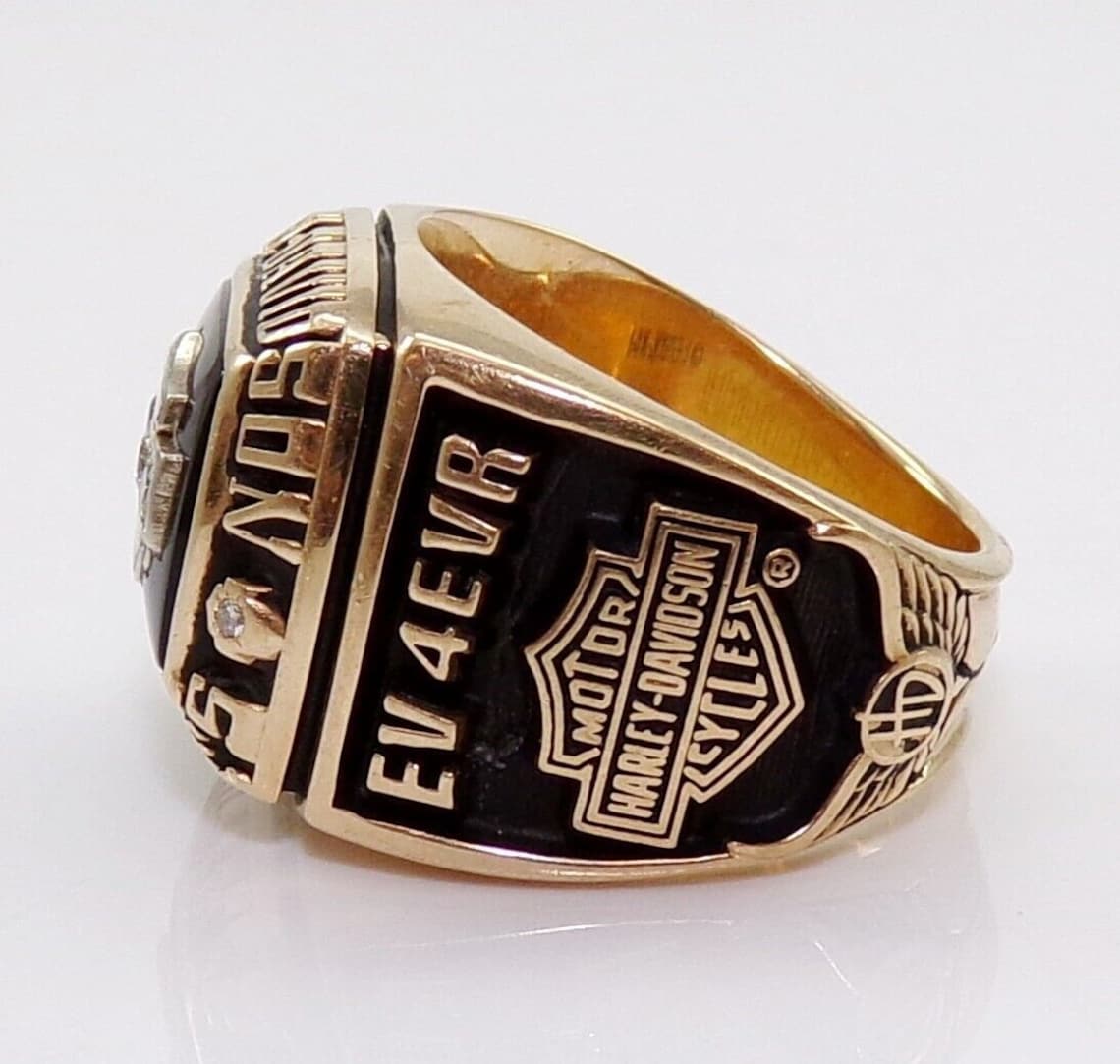Jostens Men's Harley Davidson Diamond 14K Yellow Gold Class Ring Size 6.75 LMH2 - Etsy