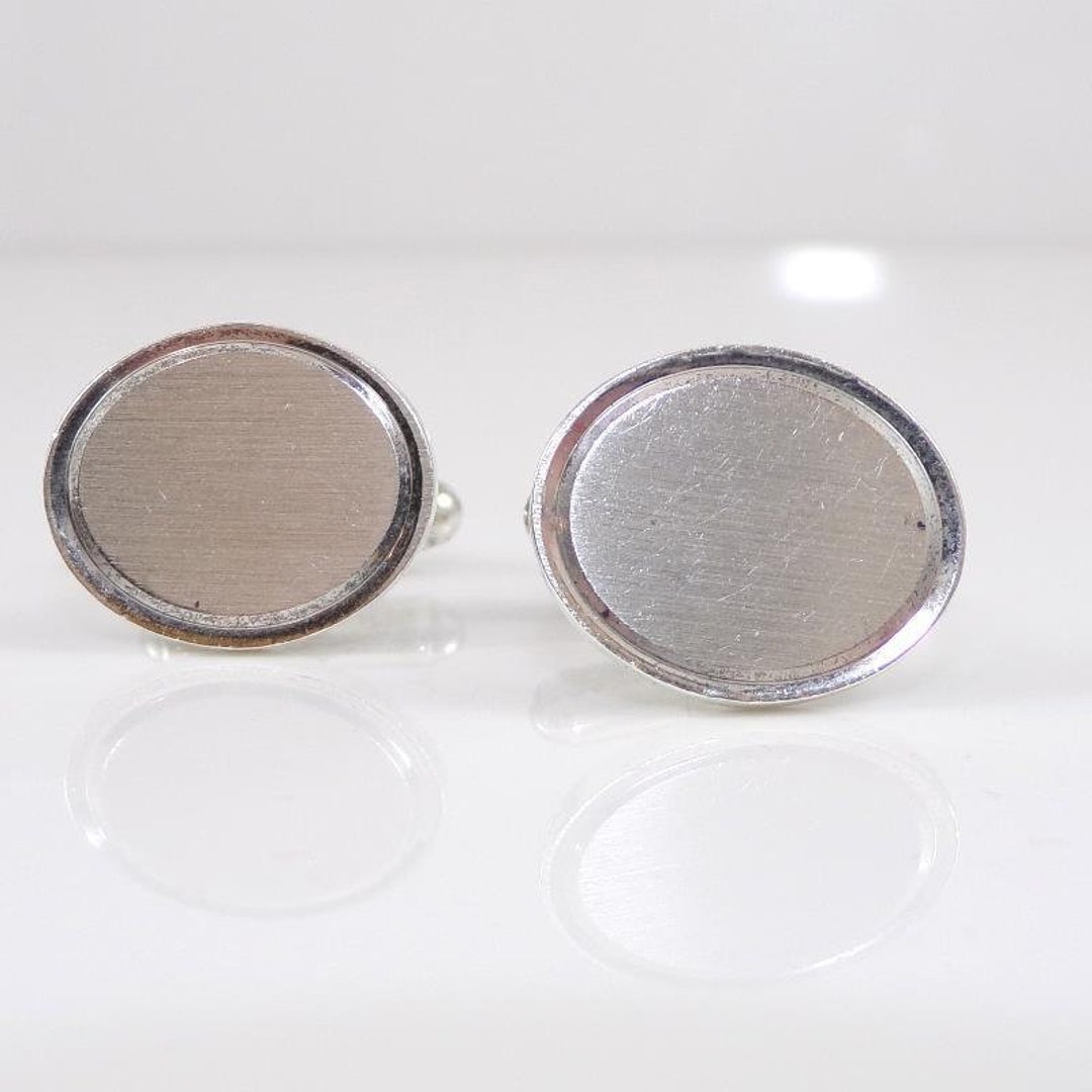Lindsay & Co Sterling Silver Oval Satin Men Cufflinks Engine Turned ...