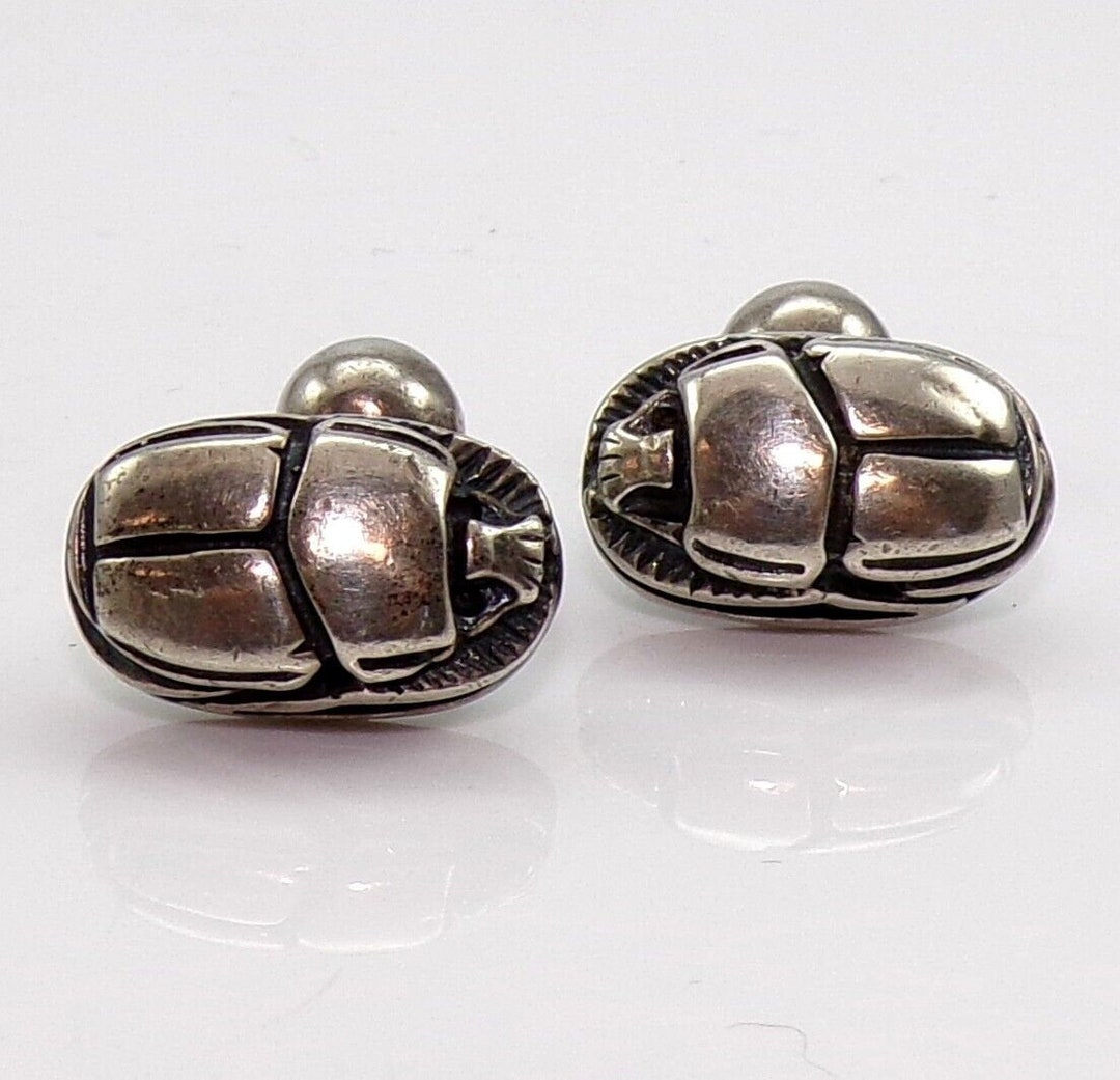 Sterling Silver Scarab Beetle Egyptian Revival Men's Cuff Links LMK2 - Etsy