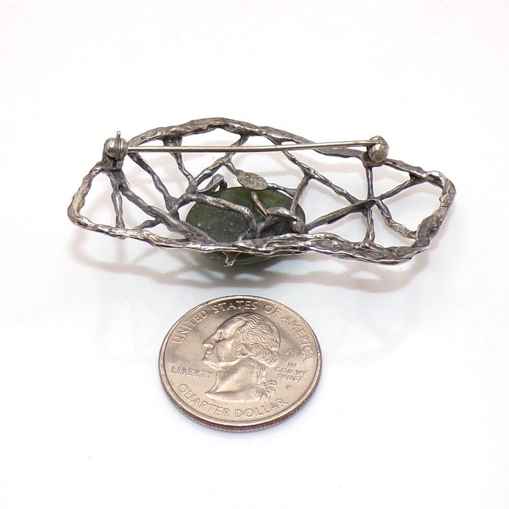 Vtg Otto Robert Bade ORB Modernist Green Jade Sterling Silver Pin LLB5 ...