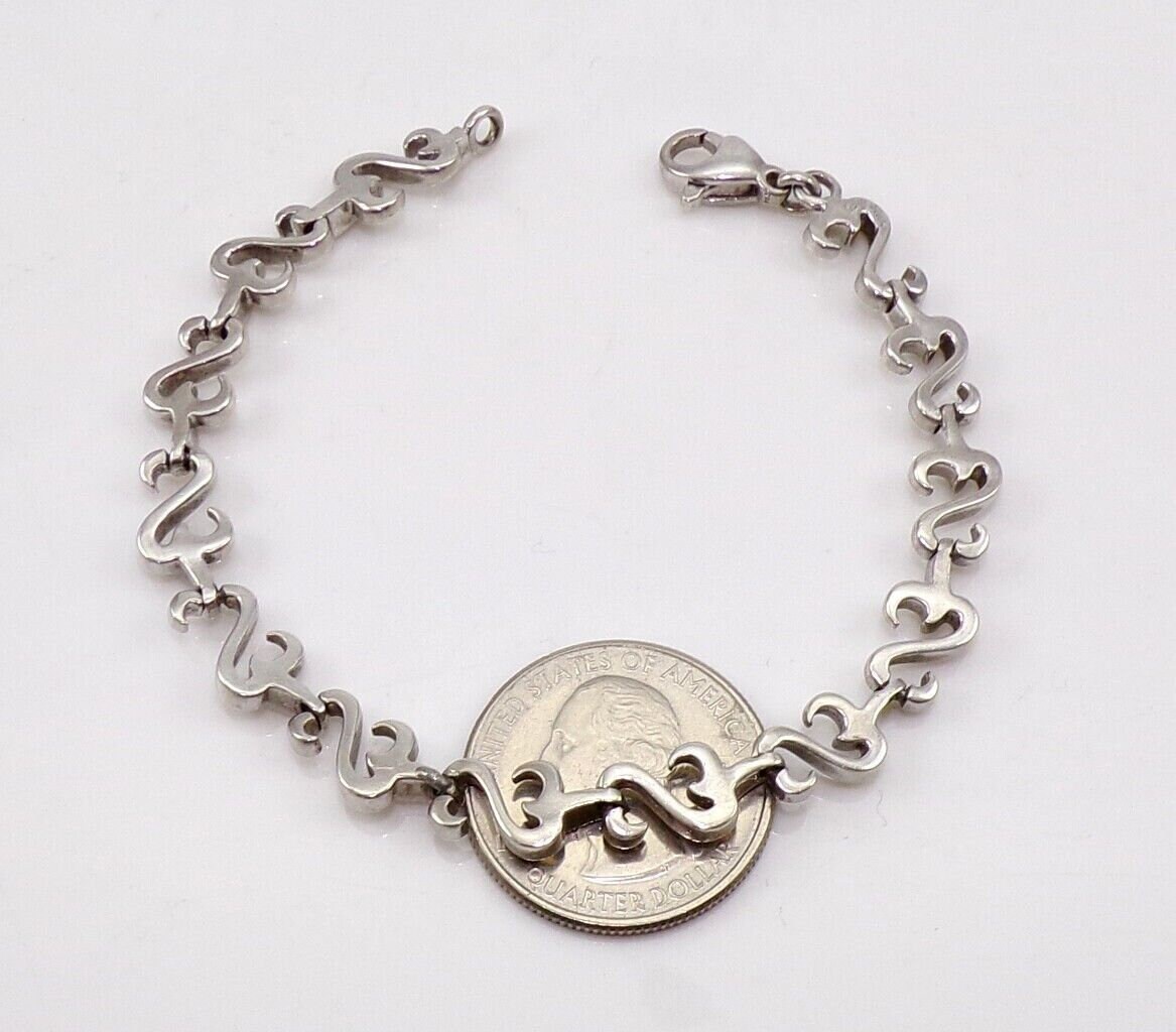 Jane Seymour Open Heart Link Sterling Silver Tennis Bracelet 7.25 LNB2 ...