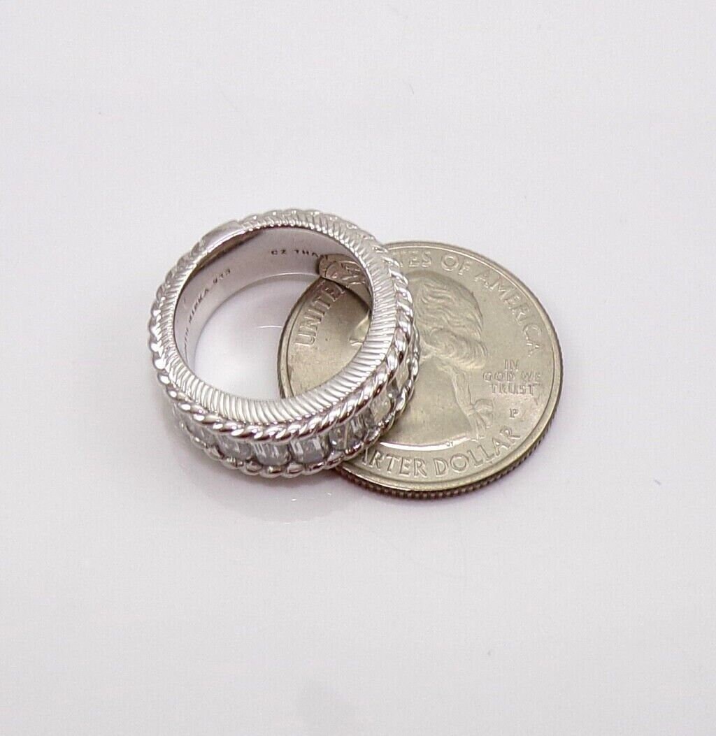 JUDITH RIPKA Sterling Silver Multi Emerald Cut CZ Cable Band Ring Size ...