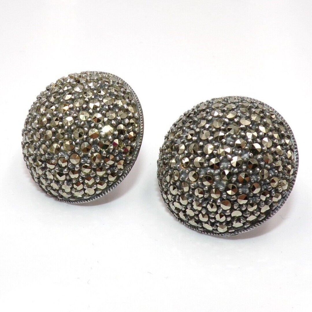 Judith Jack Sterling Silver Marcasite Dome Round Omega Back Stud ...