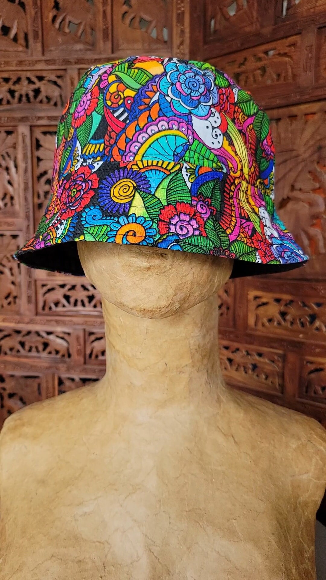 Beautiful Bright Multi-color Geometric Artsy Flowered Bucket Hat - Etsy